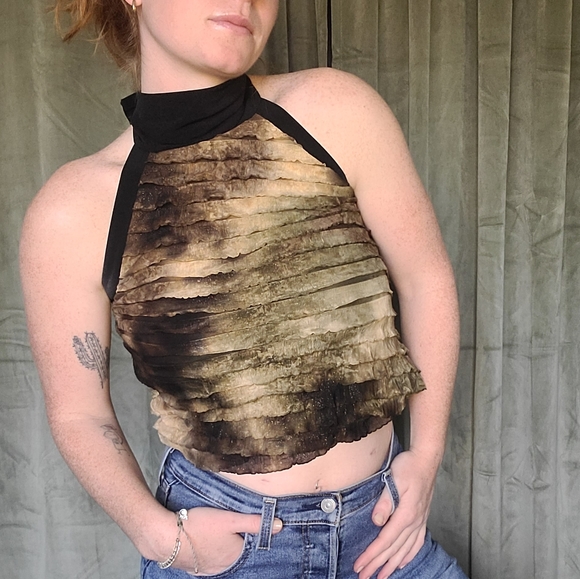 Vintage | Tops | Y2k Earthy Ruffled Halter Top | Poshmark